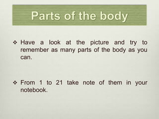 Parts of our body | PPTX