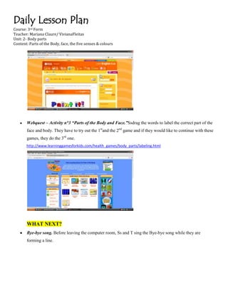 Body parts lesson plan | DOCX | Education