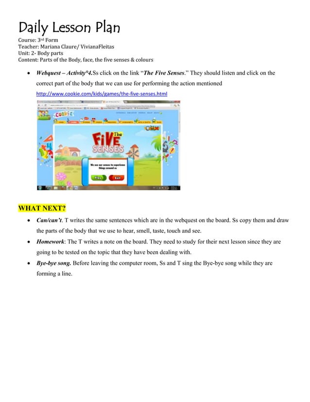 Body parts lesson plan | DOCX | Education