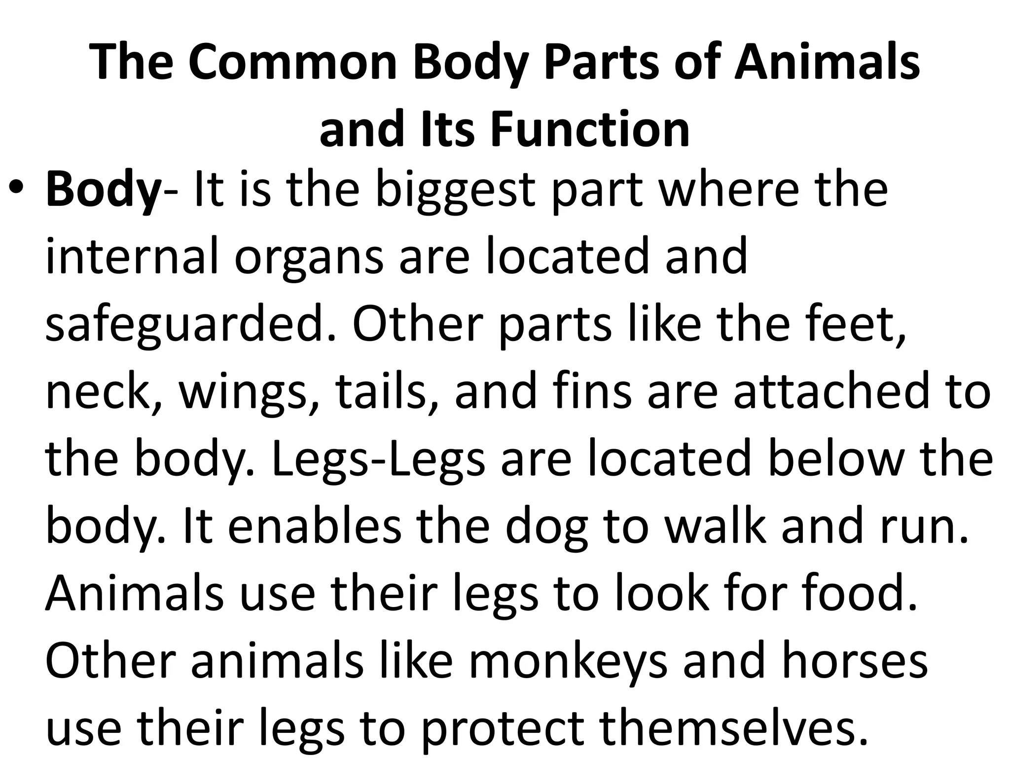 body parts of animals.pptx scielce lesson for grade 3 | PPTX