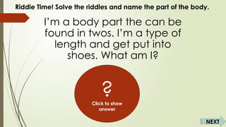 BODY PARTS UPPER LOWER N QUIZ.pptx for kids and teenagers | PPTX