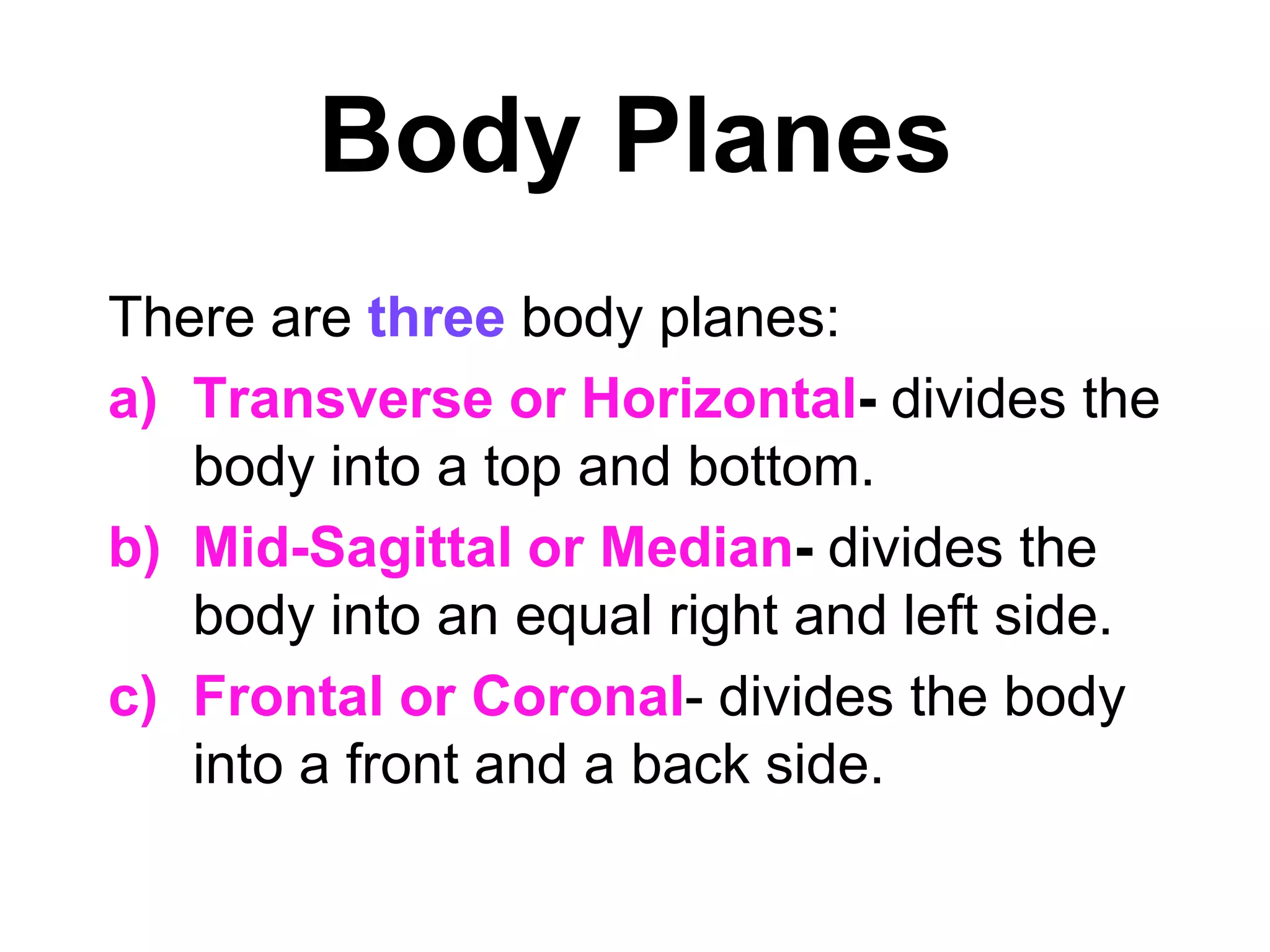 Body planesdirectionscavities | PPTX