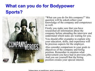 Bodypower sports interview questions and answers | PPT