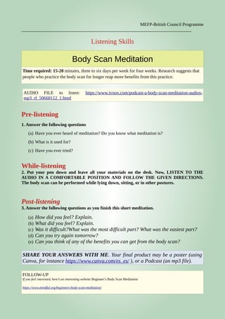 LISTENING: Body Scan activity | PDF