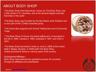 Body Shop Case study | PPT