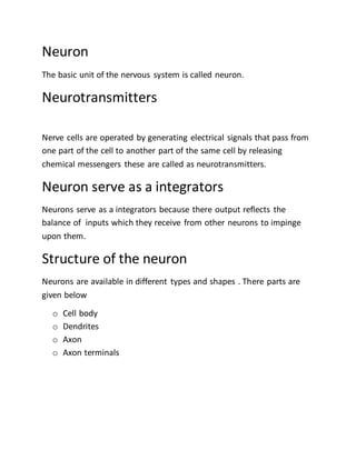 introduction to neuron | DOCX