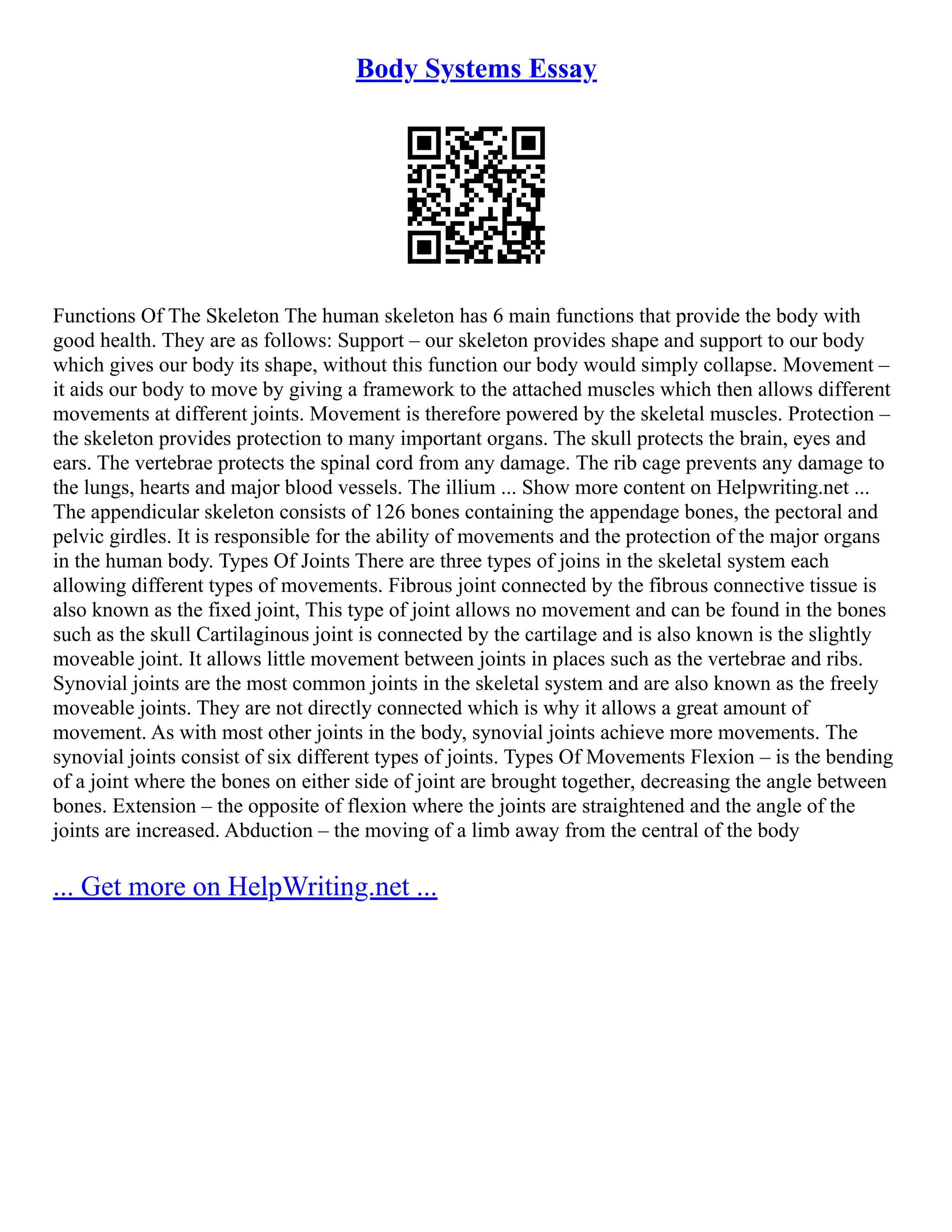 Body Systems Essay | PDF