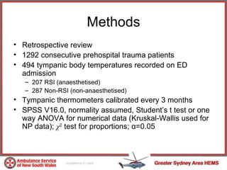 Body temperature of trauma patients on admission to hospital | PPT