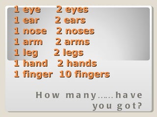 Body vocabulary power point | PPT