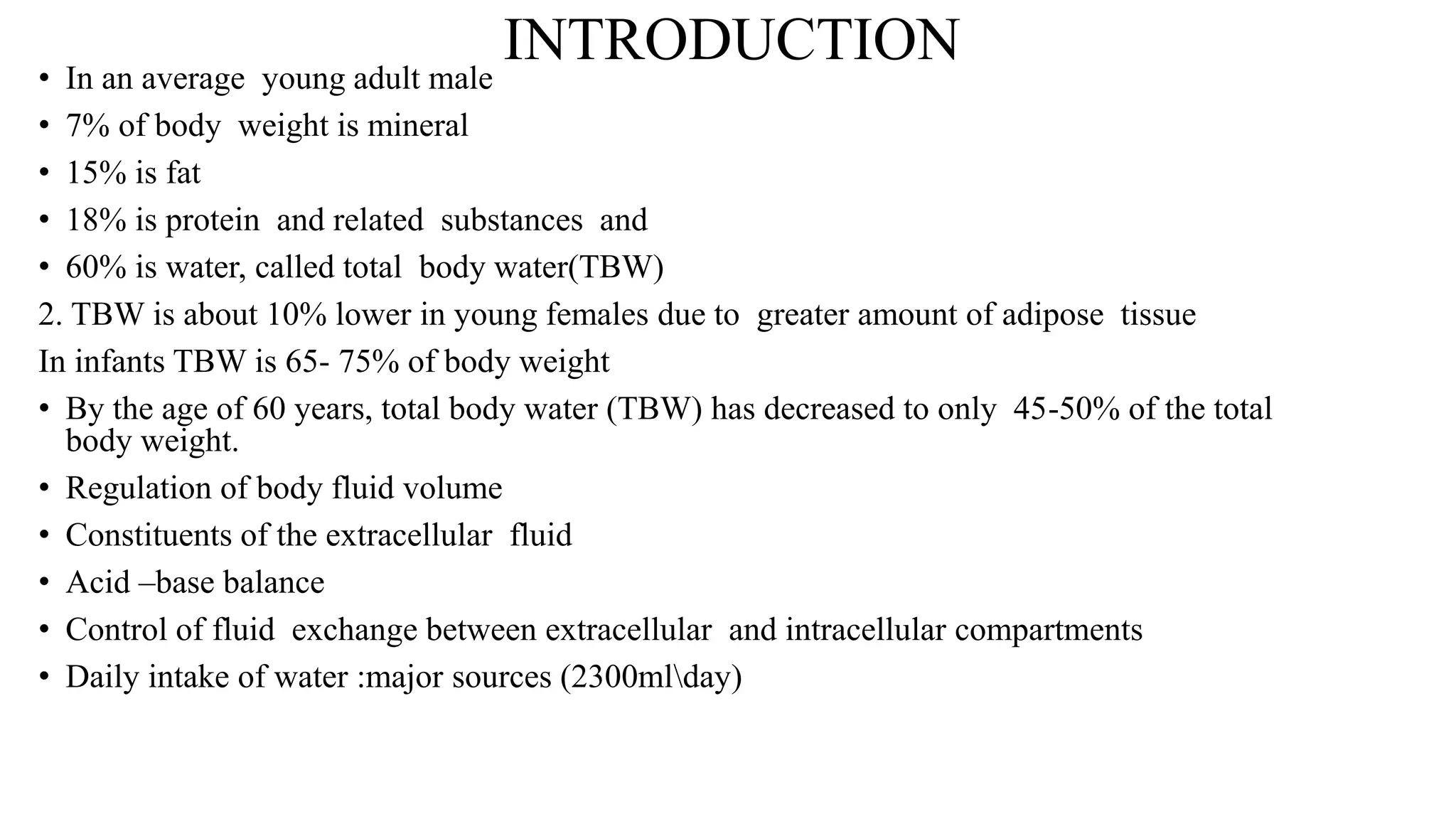 BODY WATER AND BODY FLUIDS physiology of | PPTX