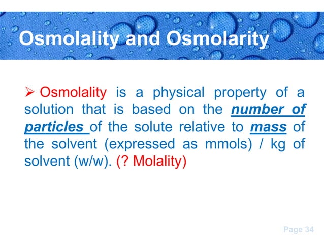 Body water and Osmolality | PDF | Chemistry | Science