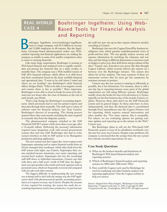 Boehringer Ingelheim: Using Web-Based Tools for financial Analysis and Reporting | PDF ...