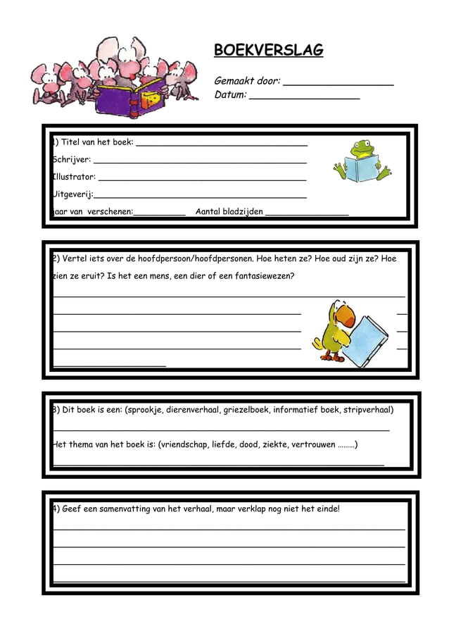 Boekverslag invulformulier groep 7a | PDF