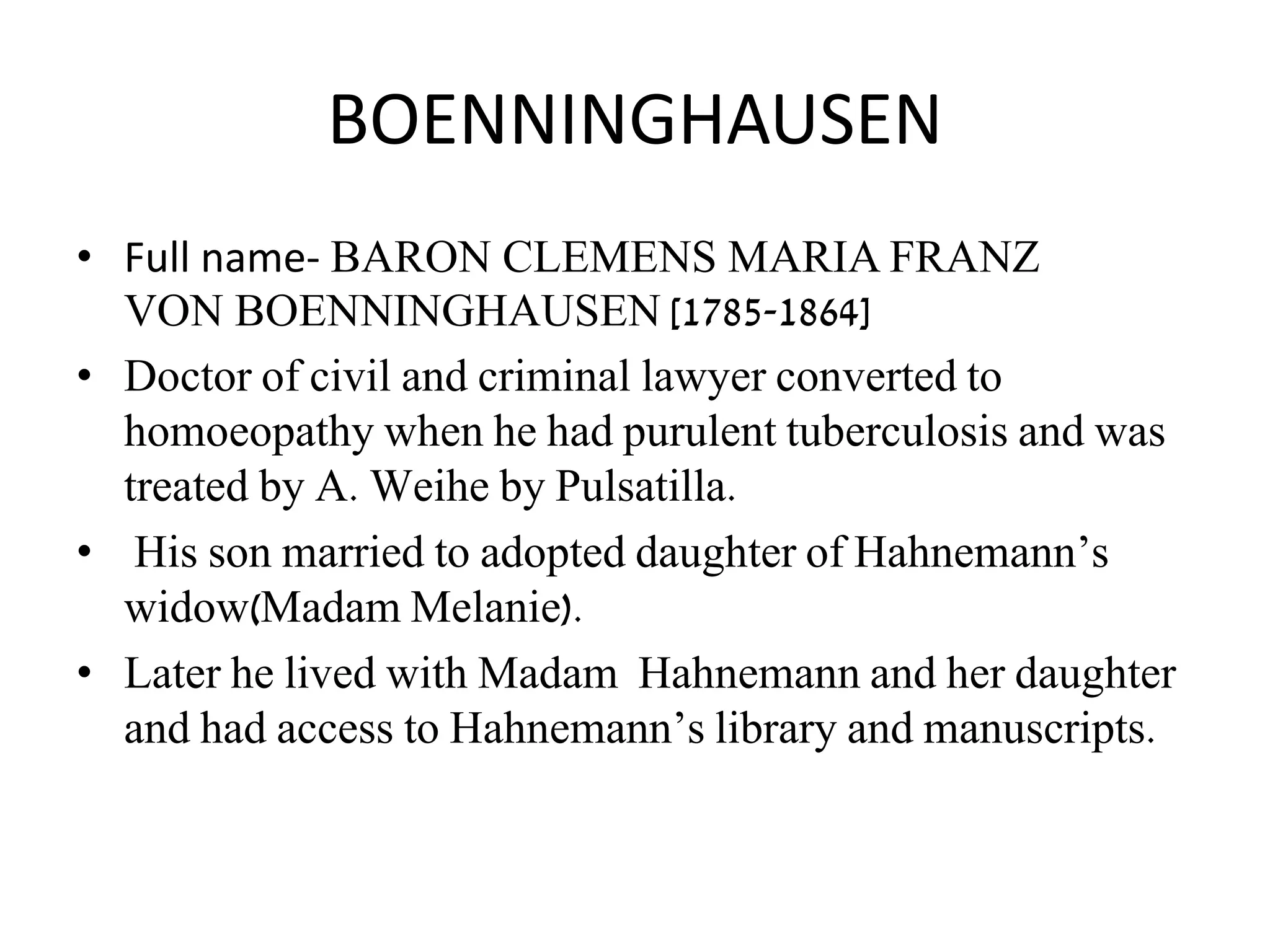 Boenninghausen’s therapeutic pocket book[btpb] | PPTX