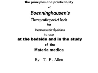 Boenninghausen’s therapeutic pocket book[btpb] | PPTX