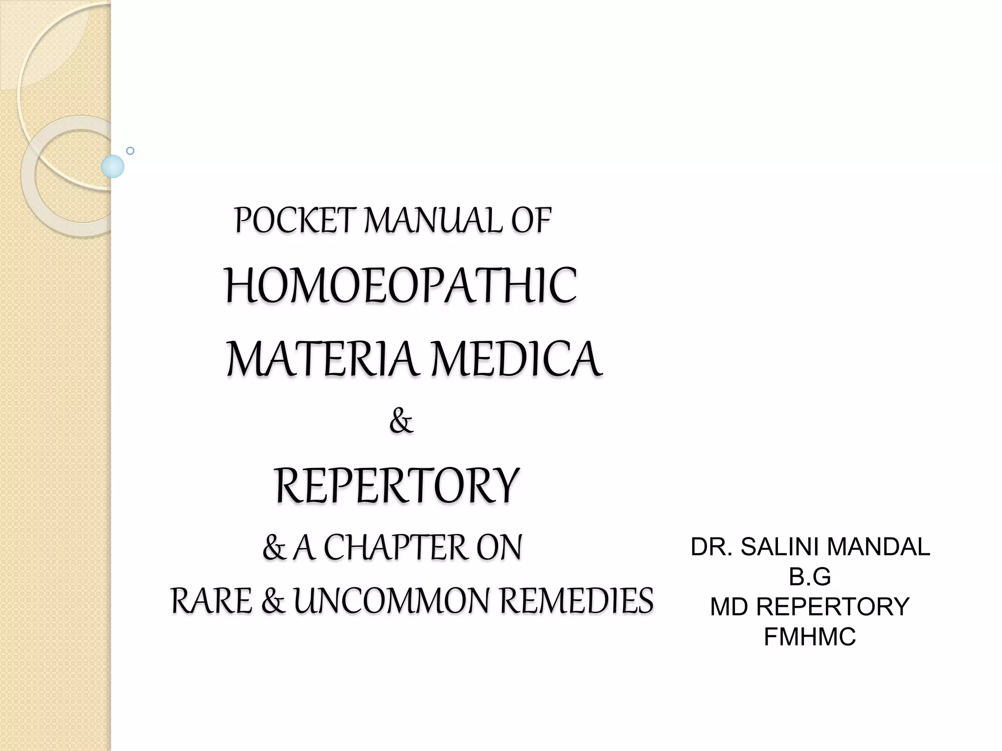 POCKET MANUAL OF HOMOEOPATHIC MATERIA MEDICA WITH REPERTORY - BOERICKE ...