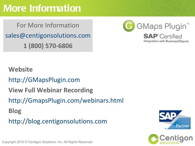 Integrating GMaps Plugin with SAP BusinessObjects | PPT