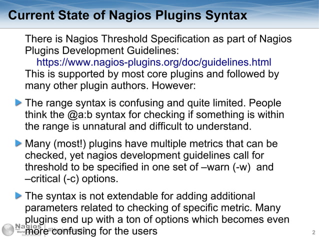Nagios Conference 2013 Bof Nagios Plugins New Threshold Specification Syntax Ppt