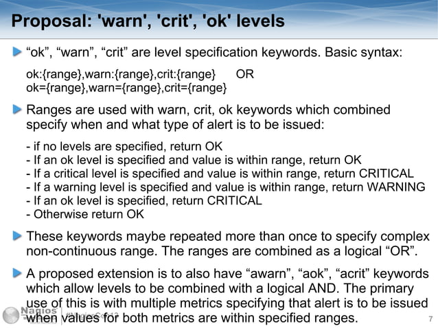 Nagios Conference 2013 Bof Nagios Plugins New Threshold Specification Syntax Ppt