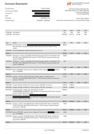 Bank of Georgia Statement | PDF