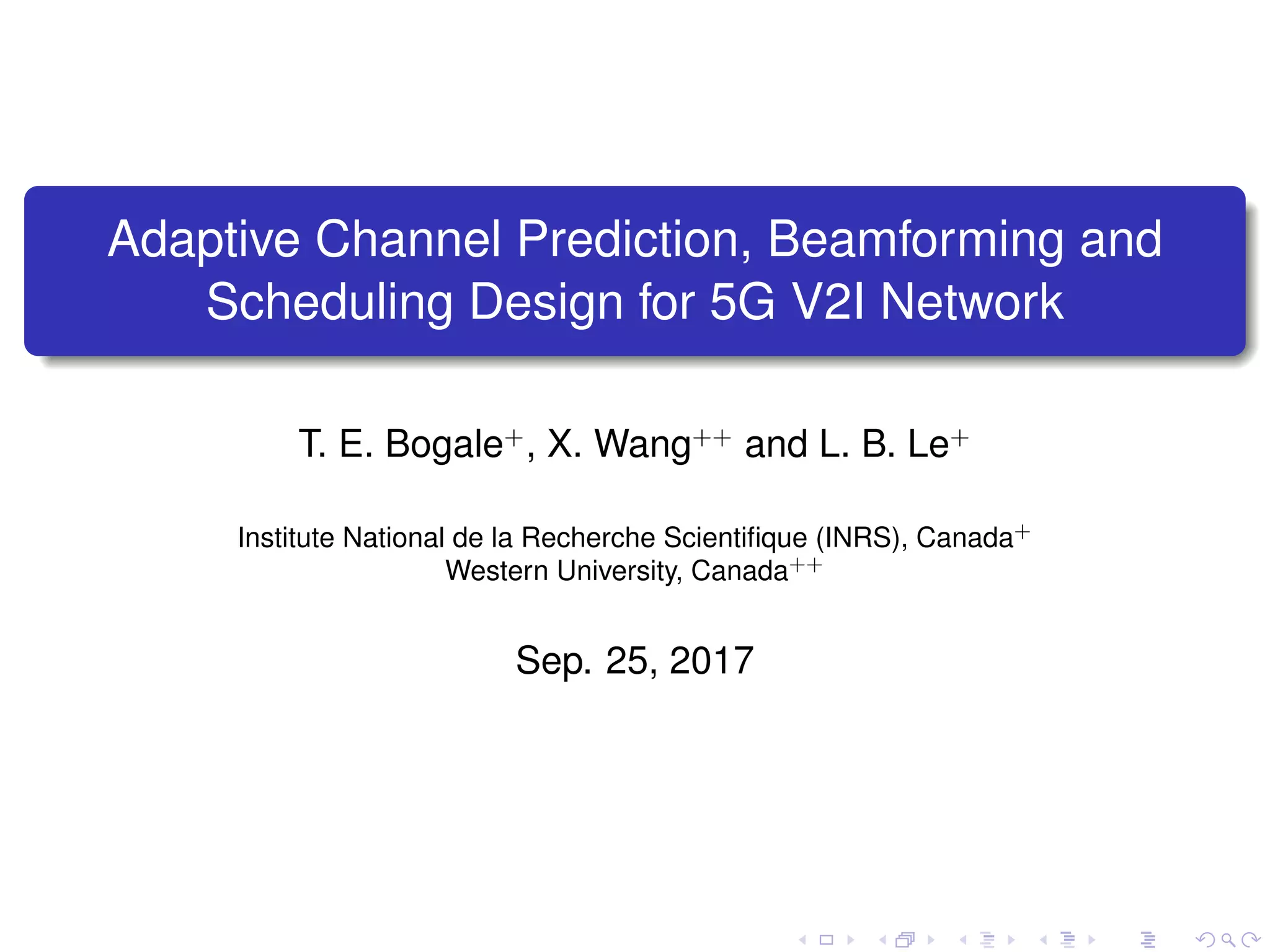 Adaptive Channel Prediction, Beamforming and Scheduling Design for 5G V2I Network | PDF