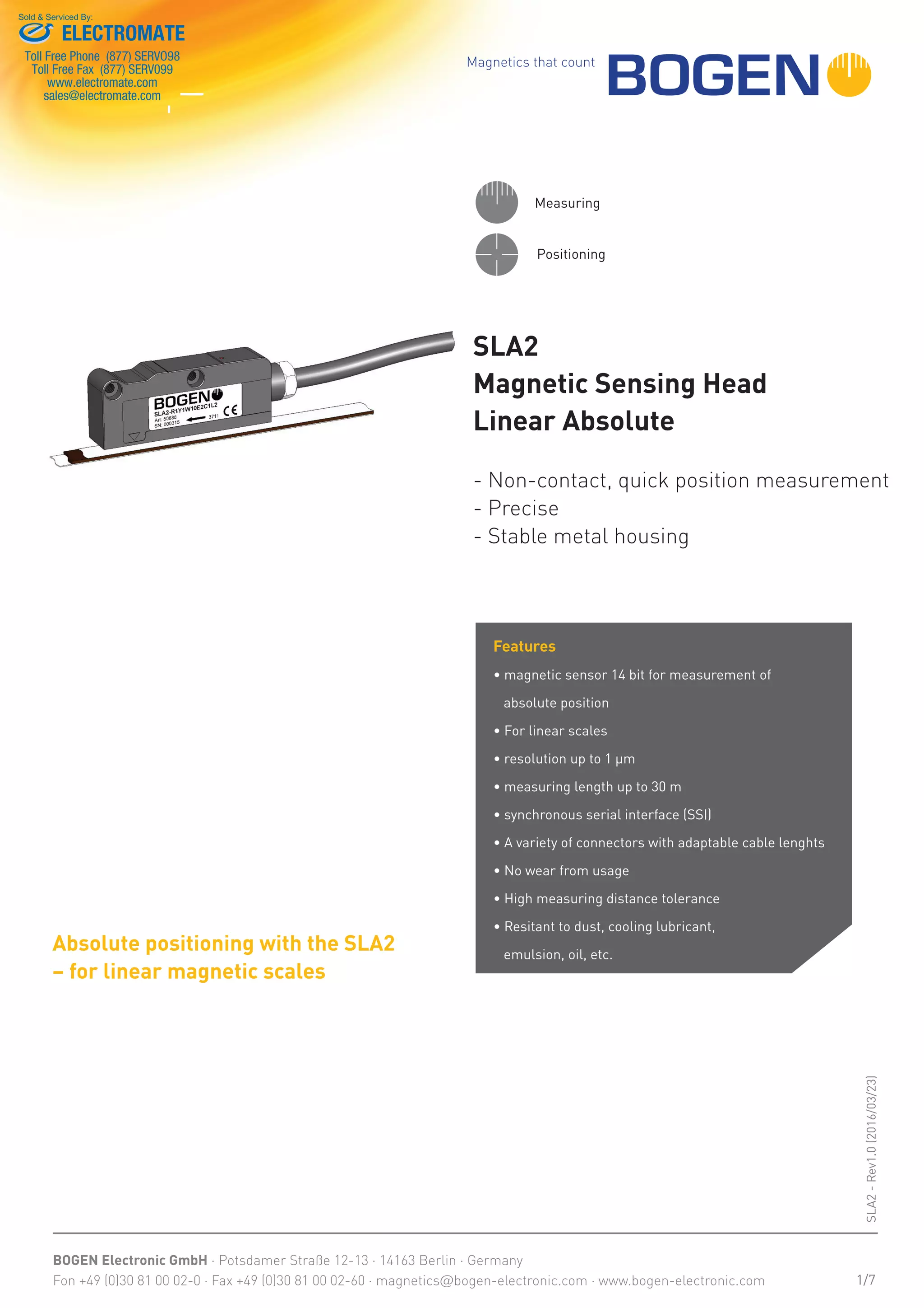 Bogen Technical SLA2 Magnetic Sensing Head Linear Absolute | PDF