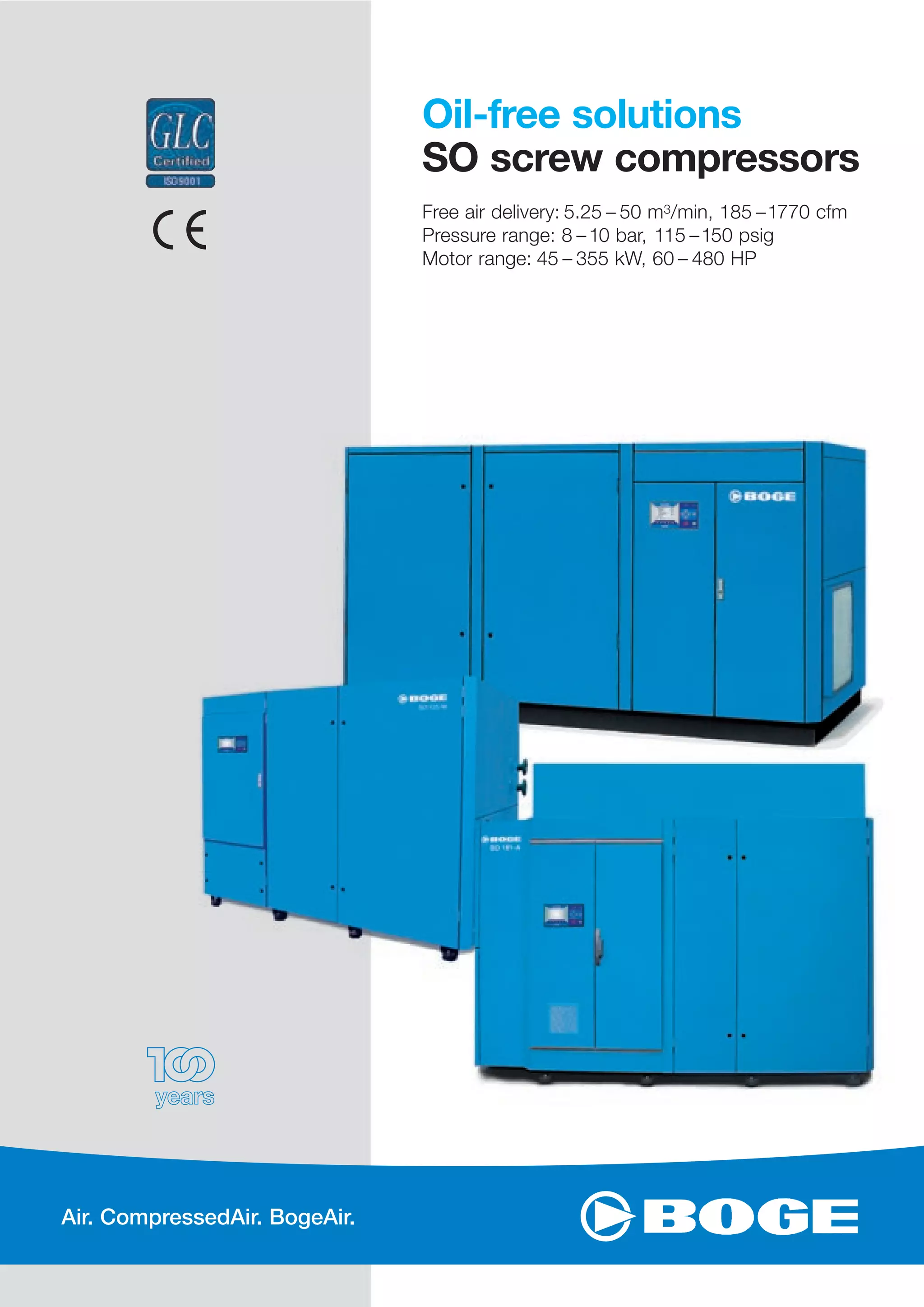 Boge screw air compressors--oil free solutions | PDF