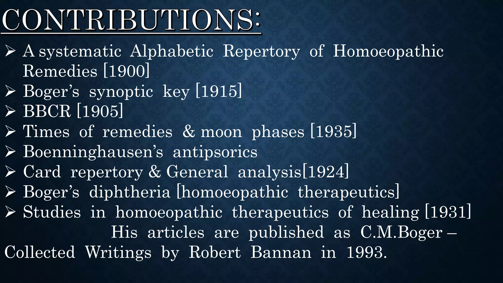 Boger's life & contributions | PPTX