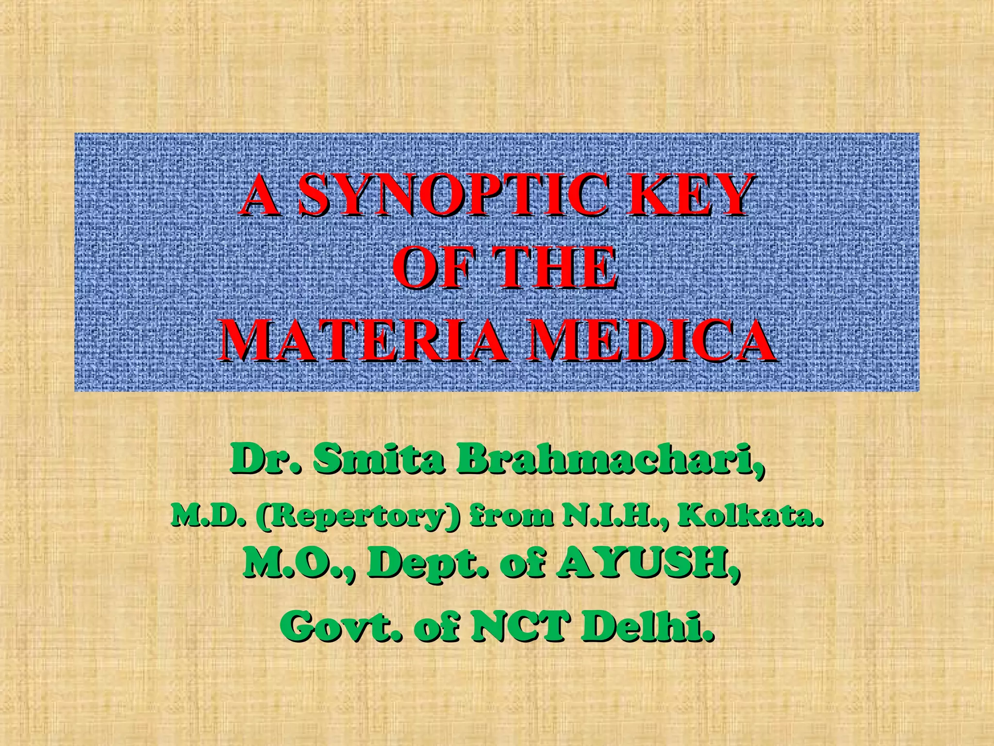 Boger synoptic key ppt | PPT