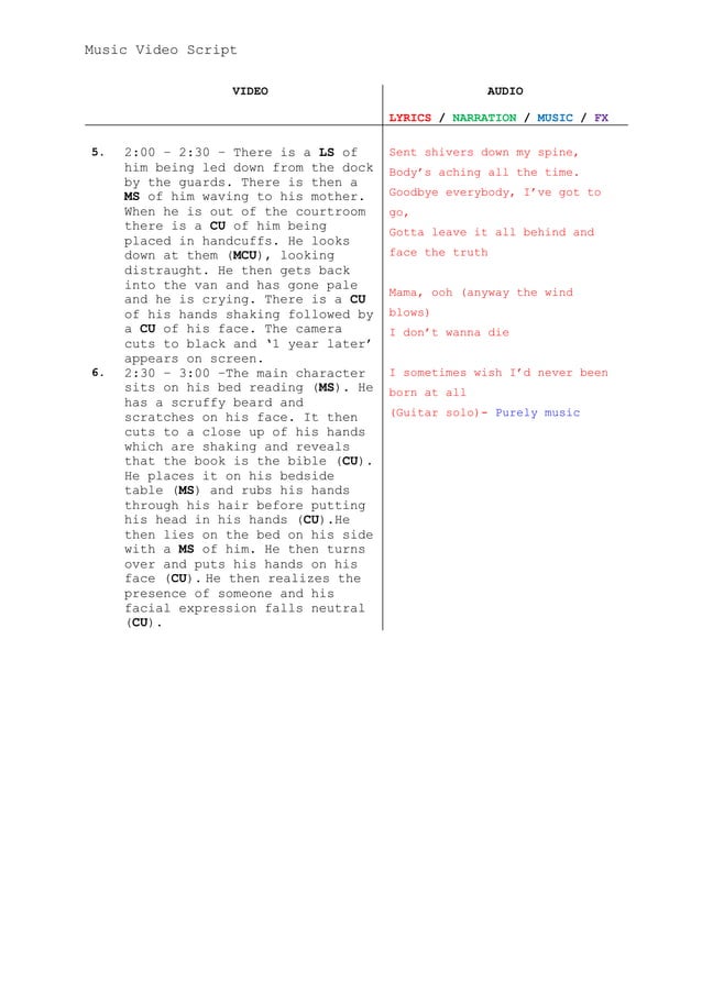 Bohemian Rhapsody - Music Video Script | PDF