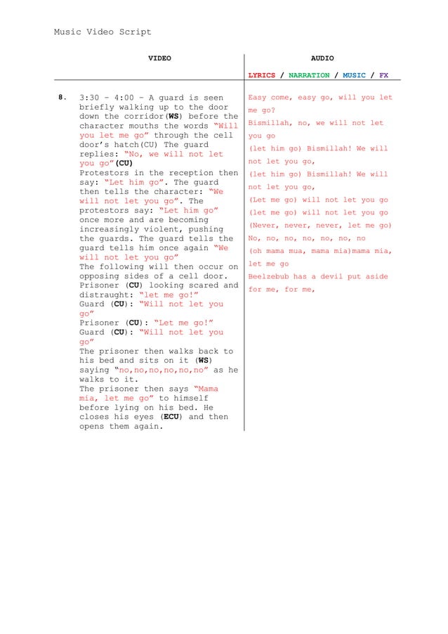 Bohemian Rhapsody - Music Video Script | PDF