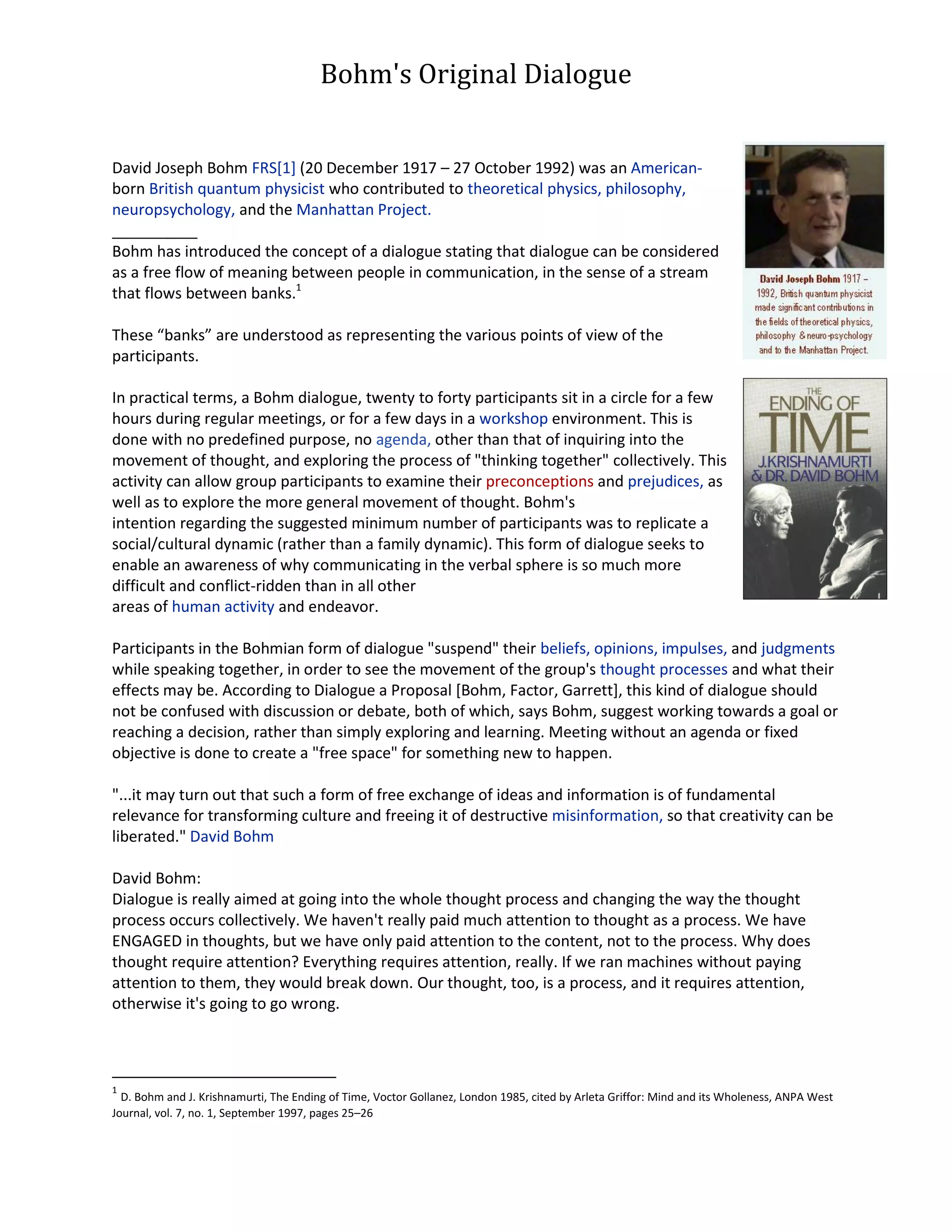 Bohm's original dialogue | PDF