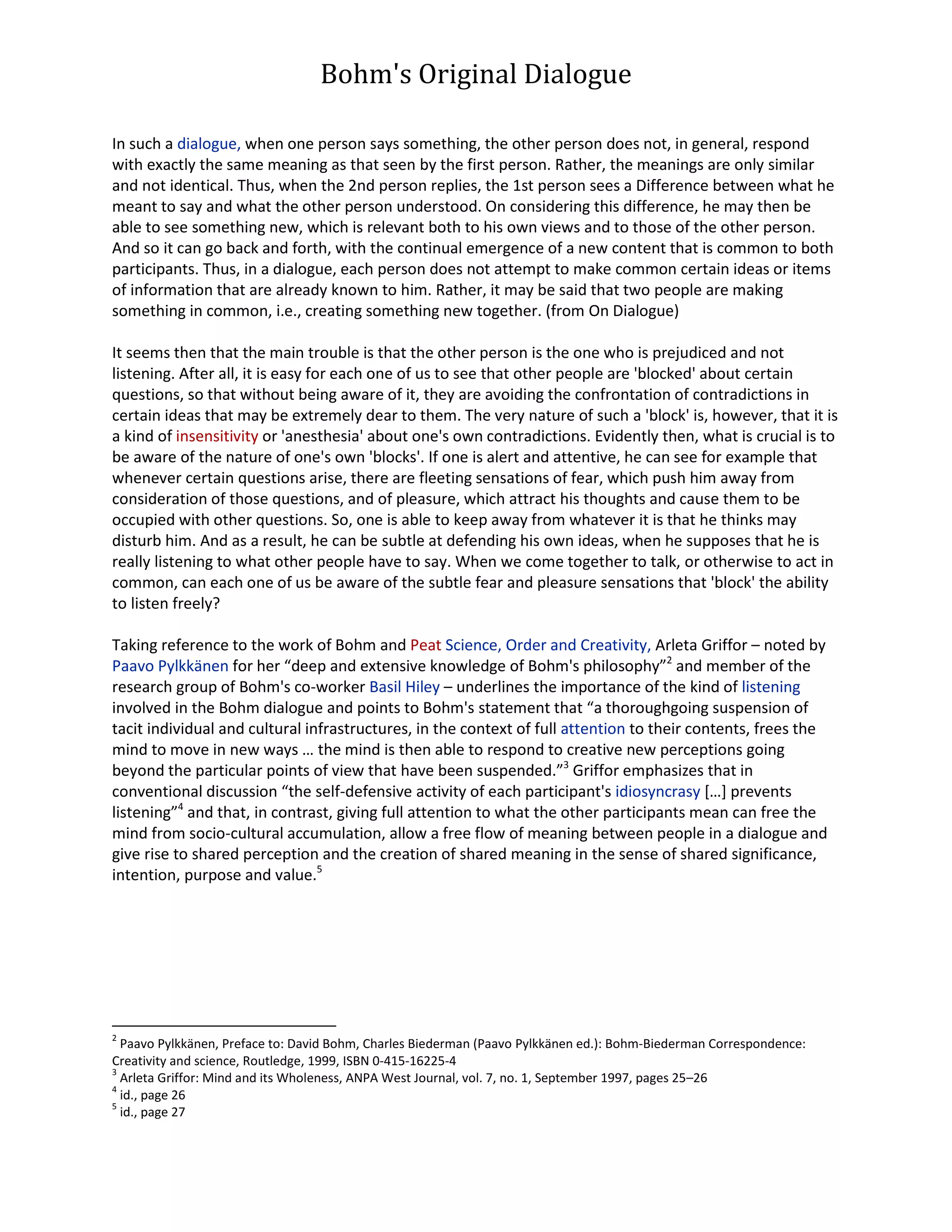 Bohm's original dialogue | PDF