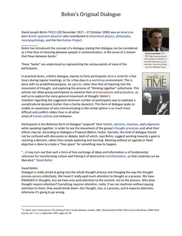 Bohm's original dialogue | PDF
