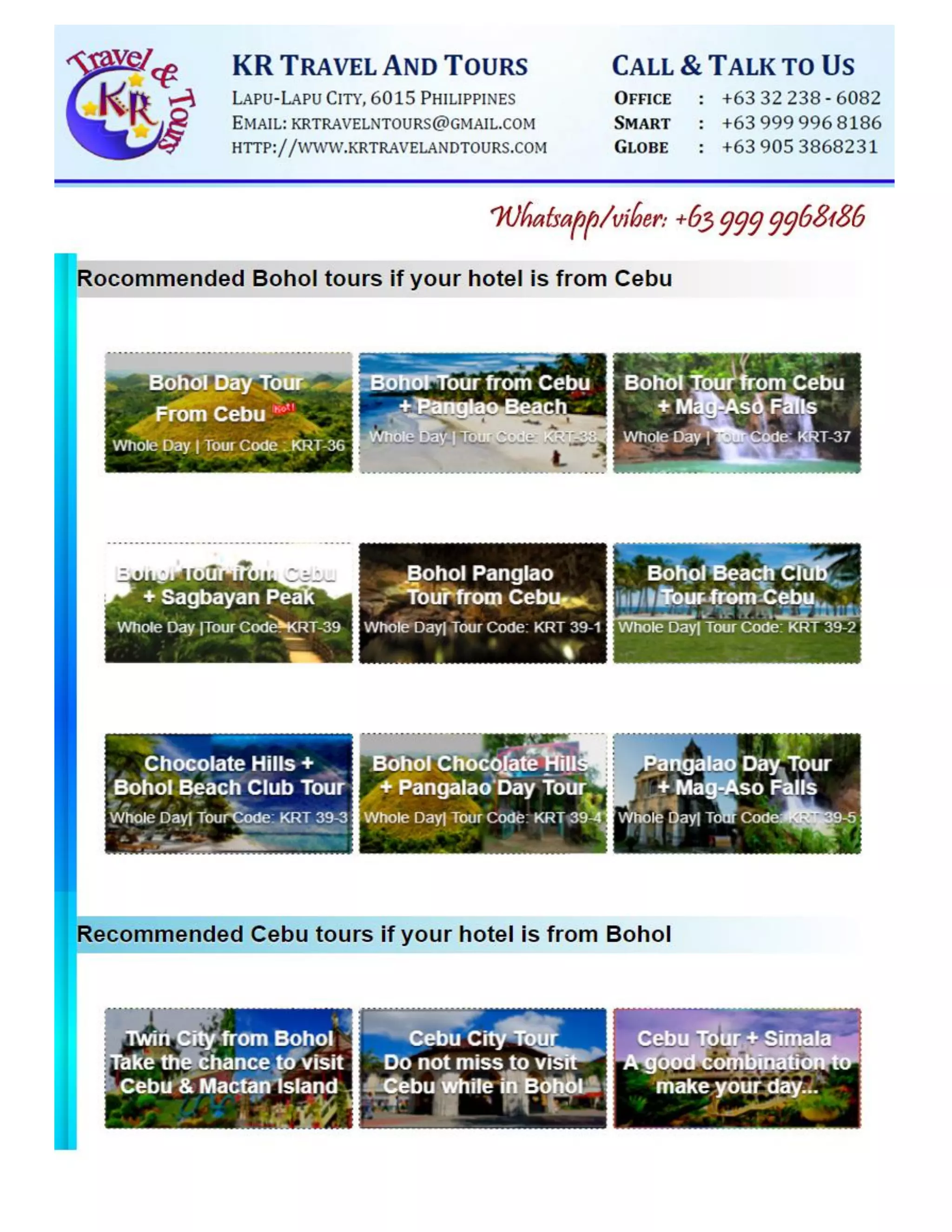 Bohol tour activities | PDF