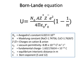 Bohrn lande equation | PPT
