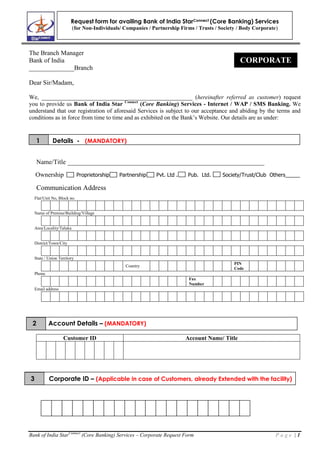 Boi internet banking corporate form | PDF