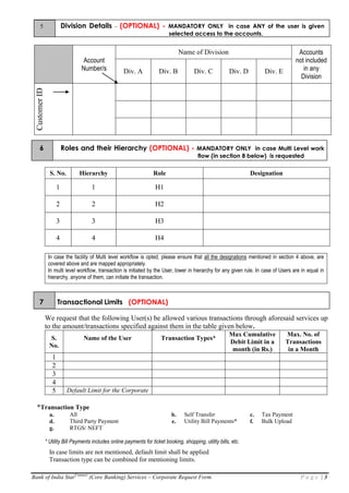 Boi internet banking corporate form | PDF