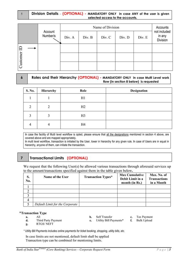 Boi internet banking corporate form | PDF