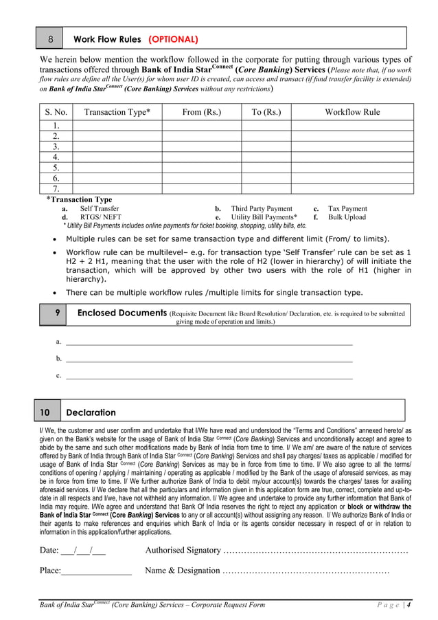 Boi internet banking corporate form | PDF