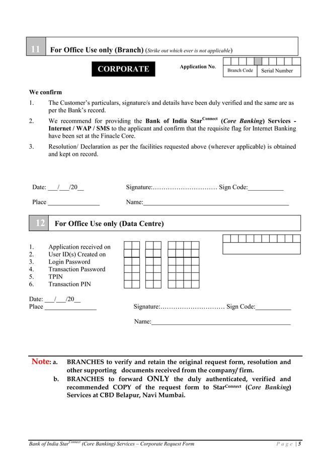 Boi internet banking corporate form | PDF
