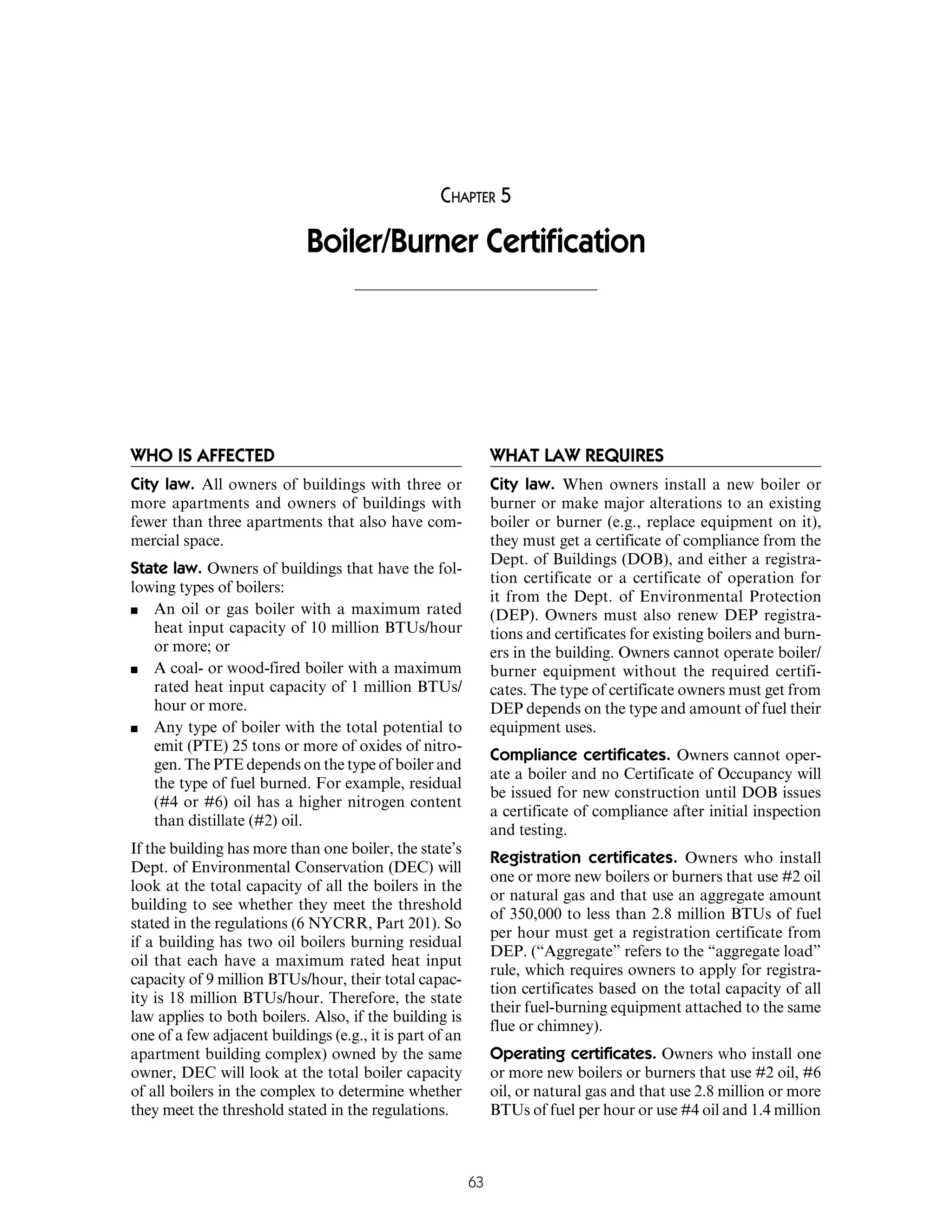 NYC Apartment Management Checklist: Boiler/Burner Certification | PDF