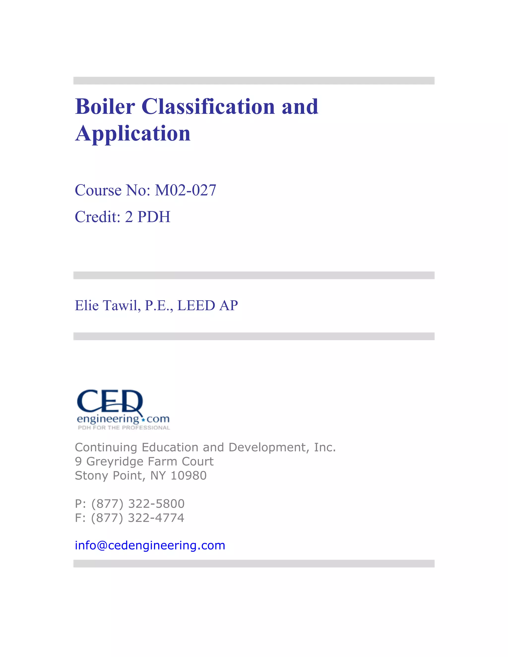 Boiler classification and application | PDF