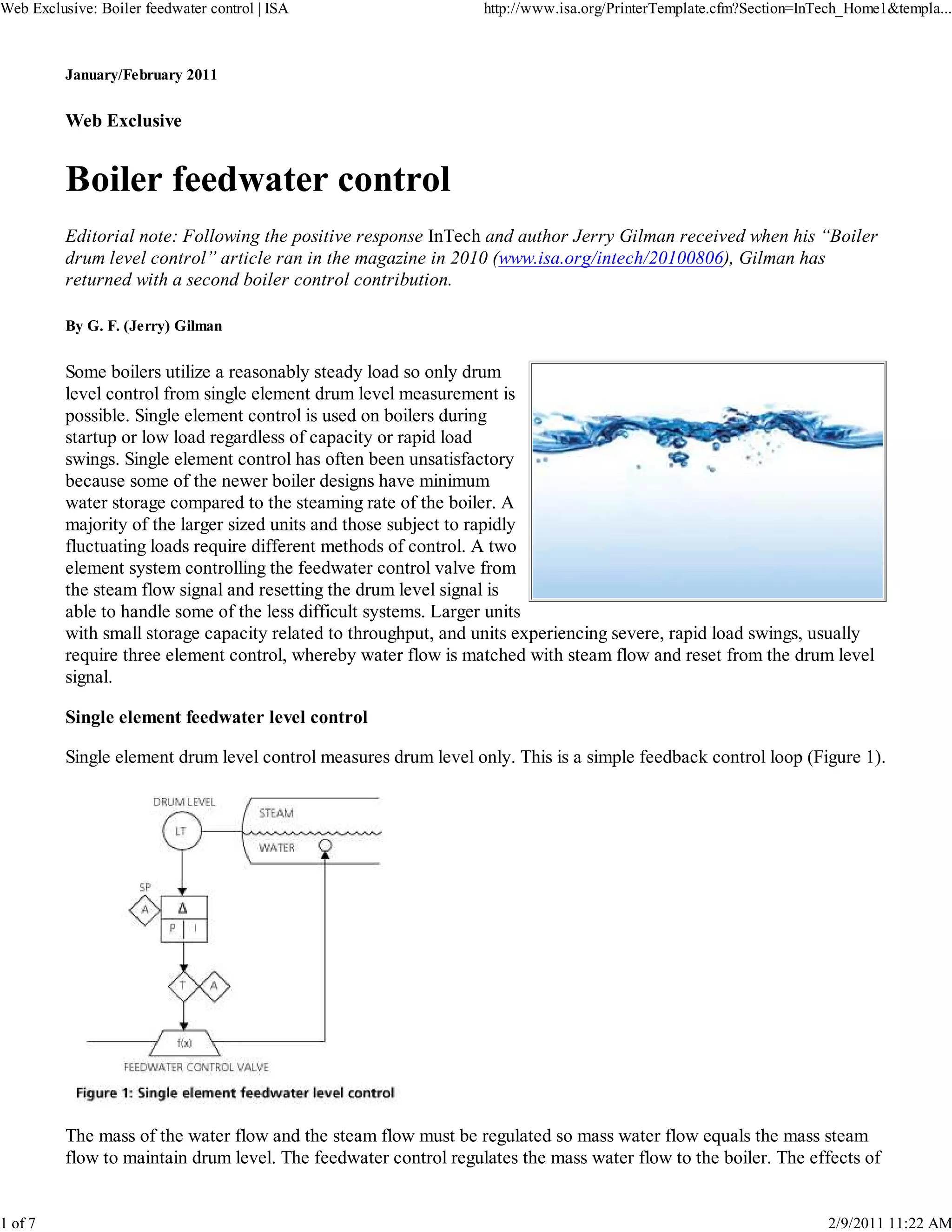 Boiler Feed Water Control | PDF