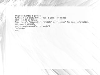 The bones of a nice Python script | ODP | Operating Systems | Computer ...