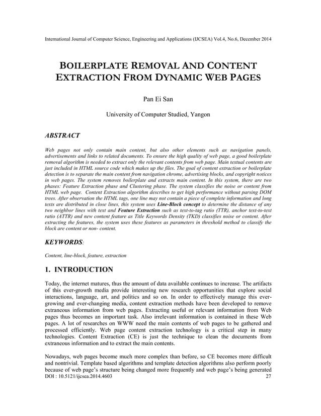 Boilerplate removal and content | PDF | Web Design and HTML | Internet