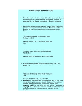 Boiler ratings and boiler load | DOC | Technology & Computing