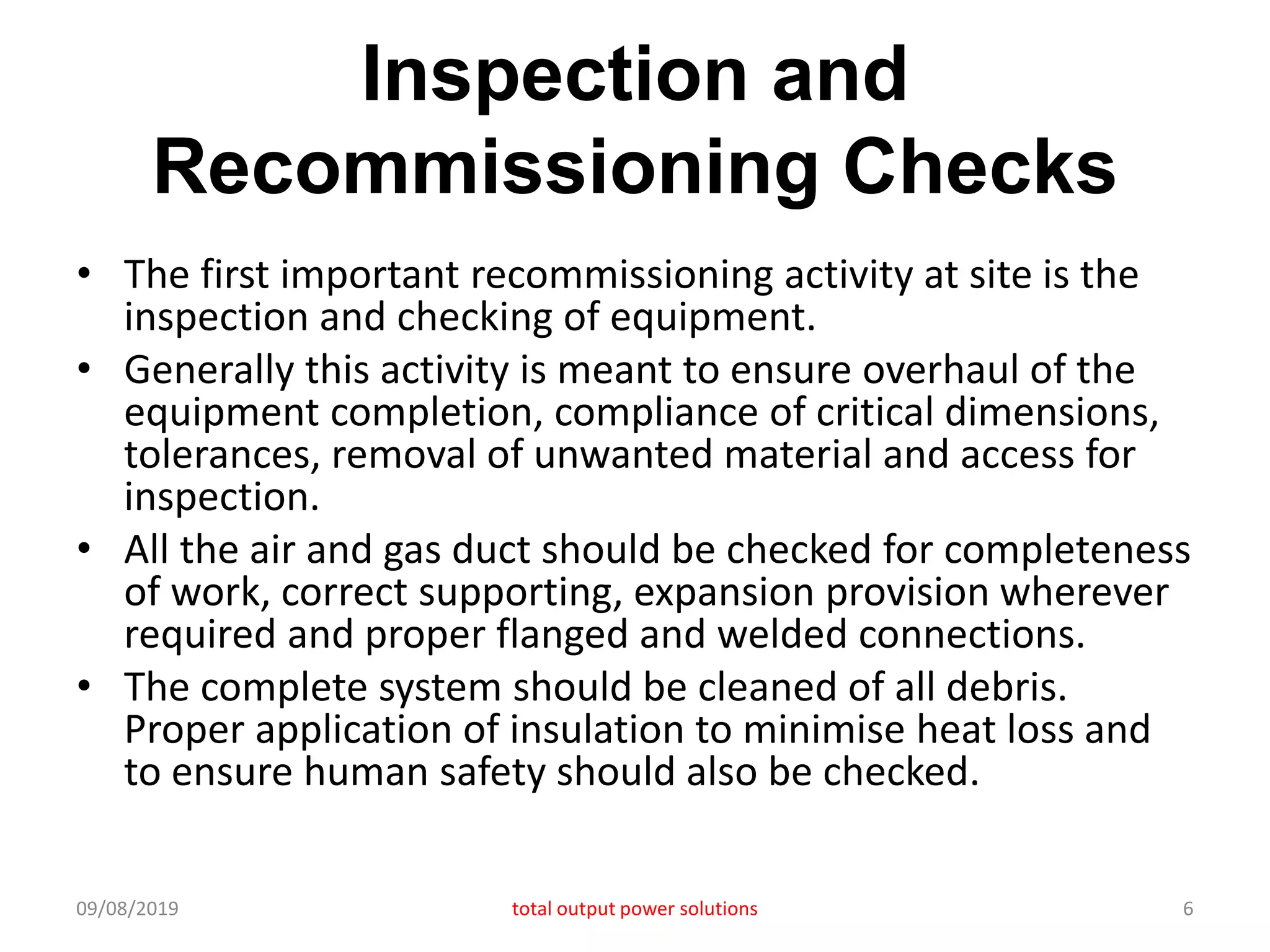 Boiler recommissioning procedure after capital overhaul | PDF