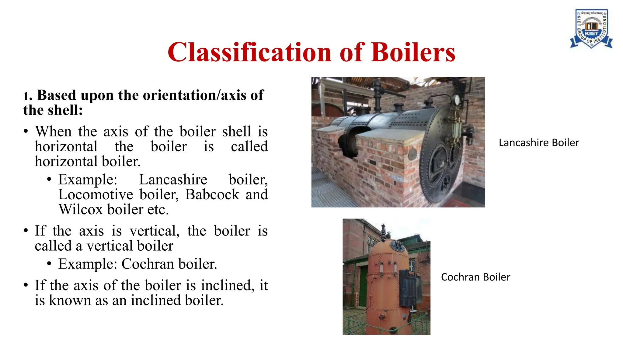 Boilers: classification, performance parameters, Draught and its calculations, | PPTX