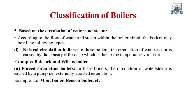Boilers: classification, performance parameters, Draught and its ...